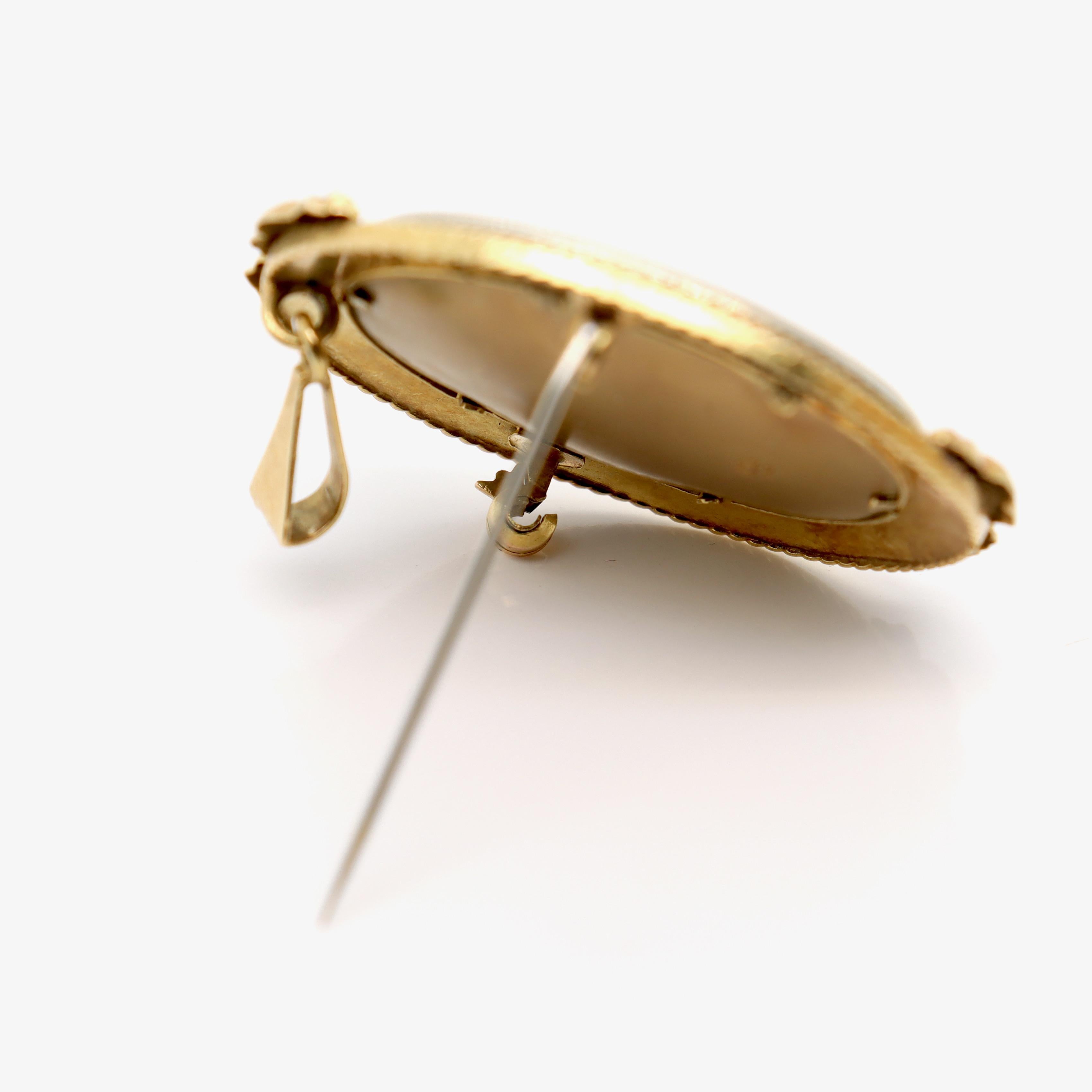 Vintage Corletto 18K Gold and Blue Enamel Portrait Miniature Brooch or ...