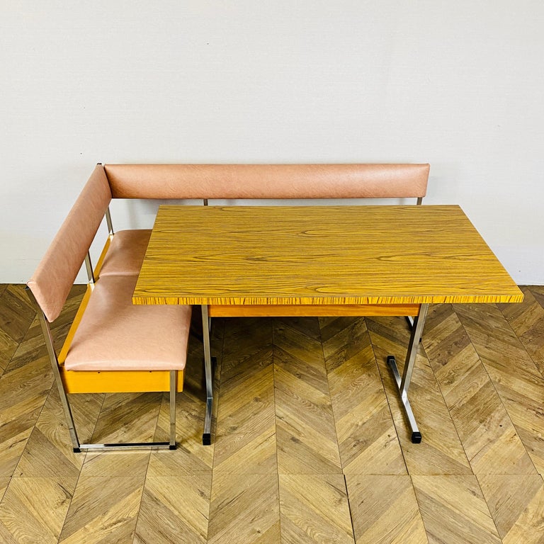 Vintage Corner Dining Set - Table + Banquette Seating + 2 Chairs, 1970s ...