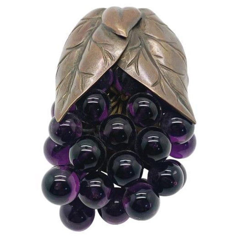 Vintage Coro Amethyst Glass Floral Dress Clip 1930s For Sale at 1stDibs