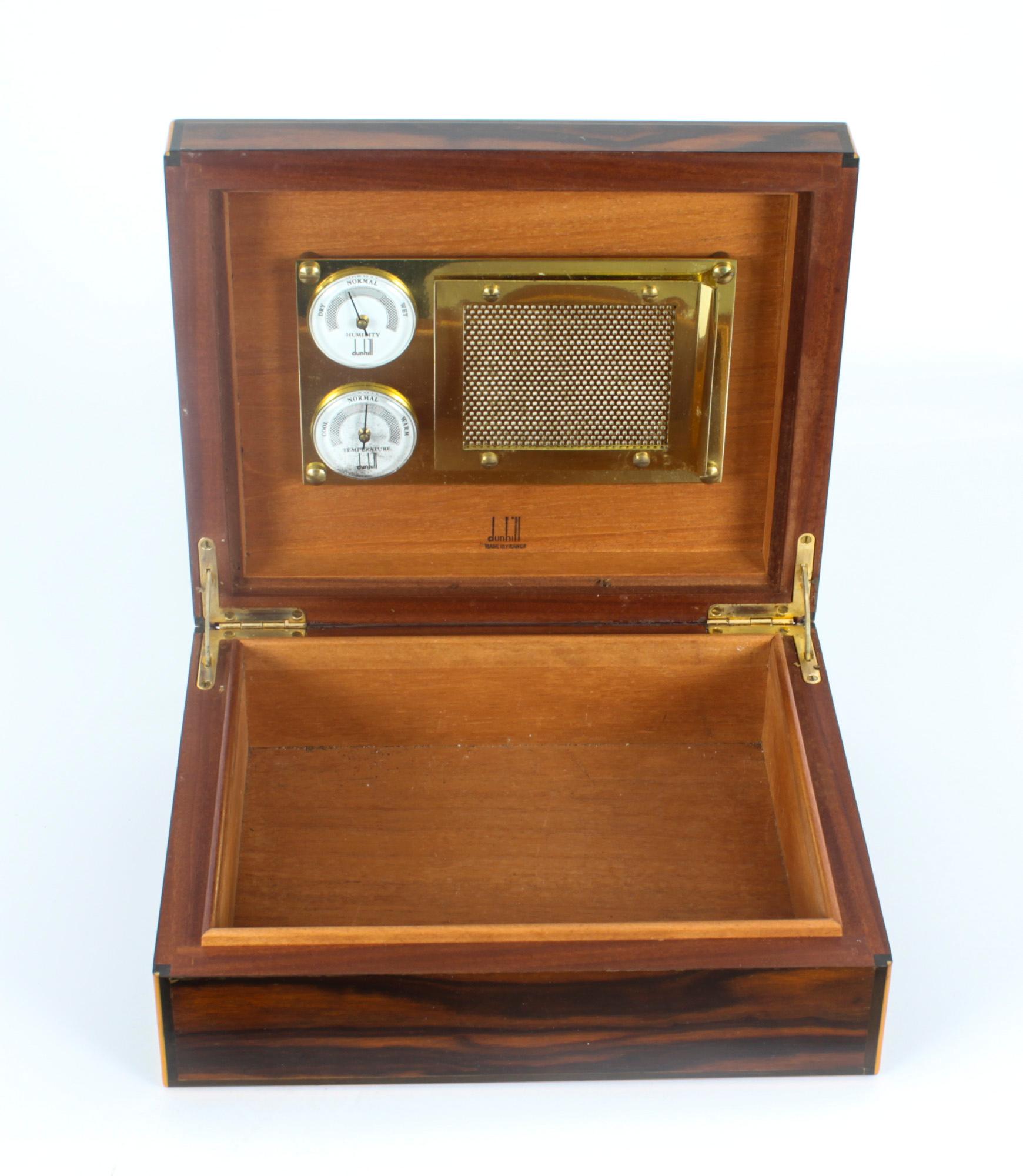 Vintage Coromandel Cigar Humidor Dunhill and Silver Cigar Cutter 20th ...