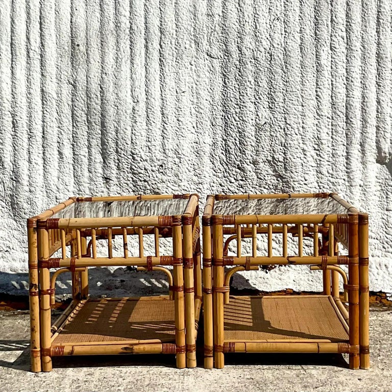 Vintage Costal Bamboo Side Tables - a Pair at 1stDibs