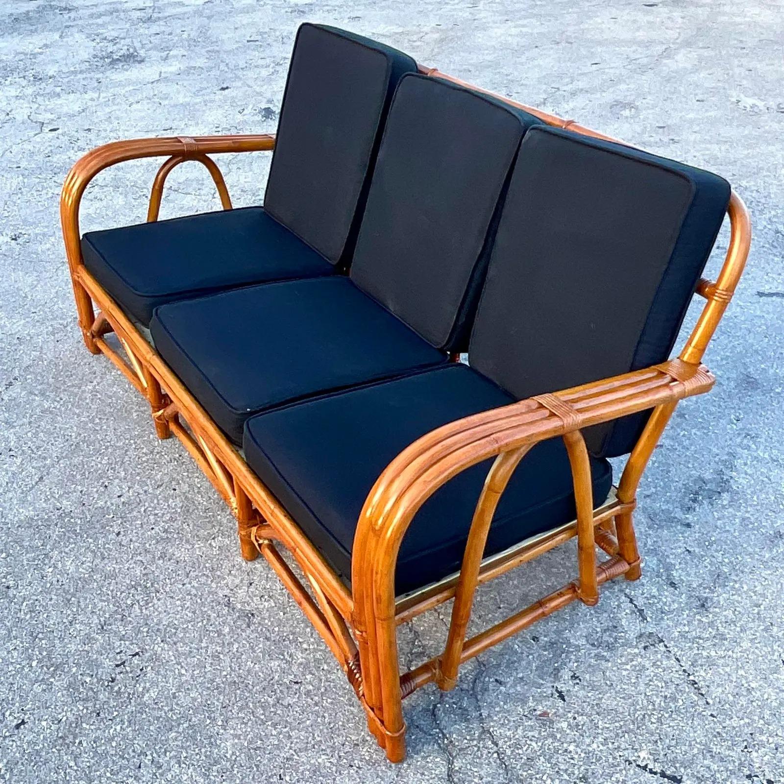 Vintage Costal Bent Rattan Sofa For Sale at 1stDibs