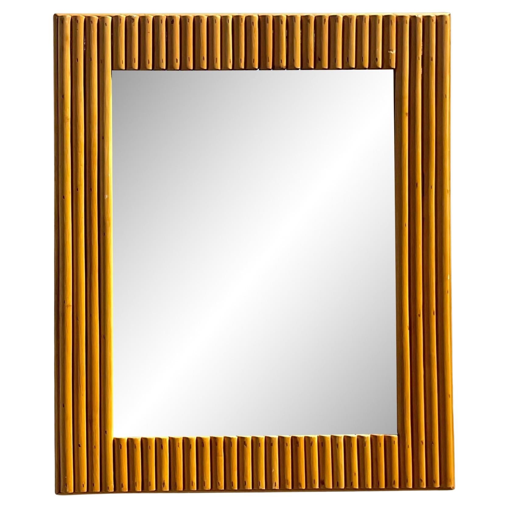 Vintage Costal Rattan Wall Mirror For Sale at 1stDibs