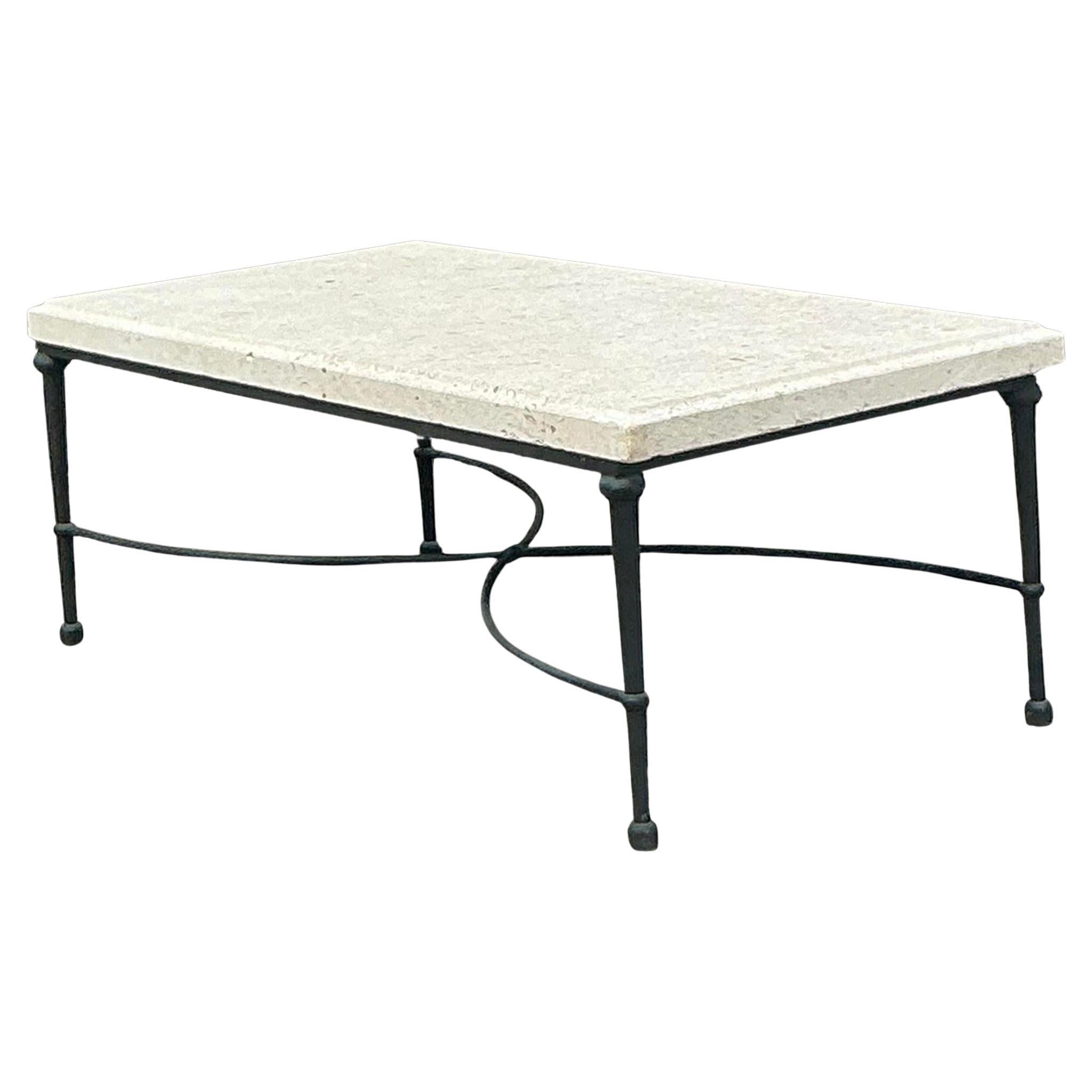 Vintage Costal Shell Stone Coffee Table For Sale at 1stDibs