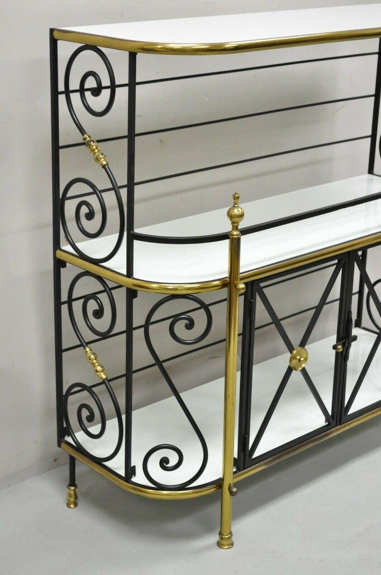 Vintage Country French Bakers Rack Wrought Iron and Brass, Wall Mount ...