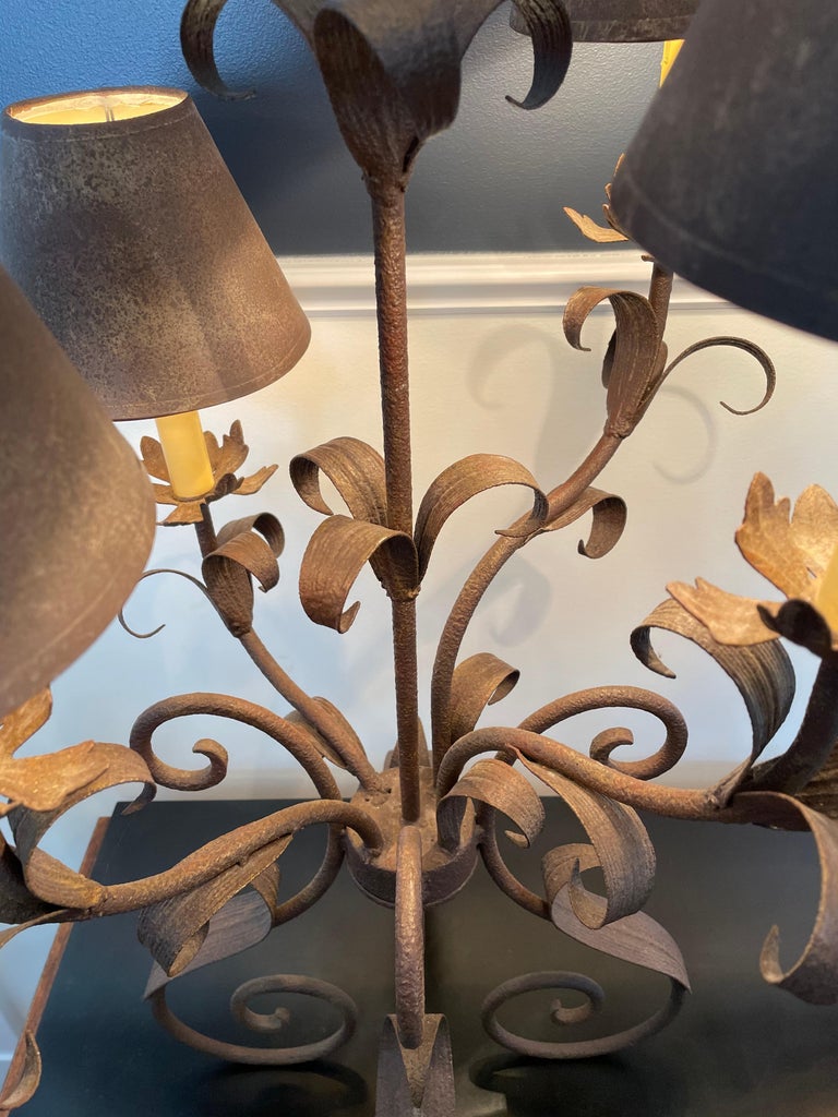 Vintage Country French Tole Candelabra Buffet Lamps For Sale at 1stDibs