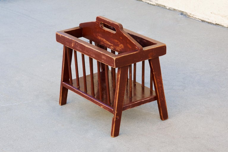Vintage Country Wood Magazine Rack with Spindles at 1stDibs