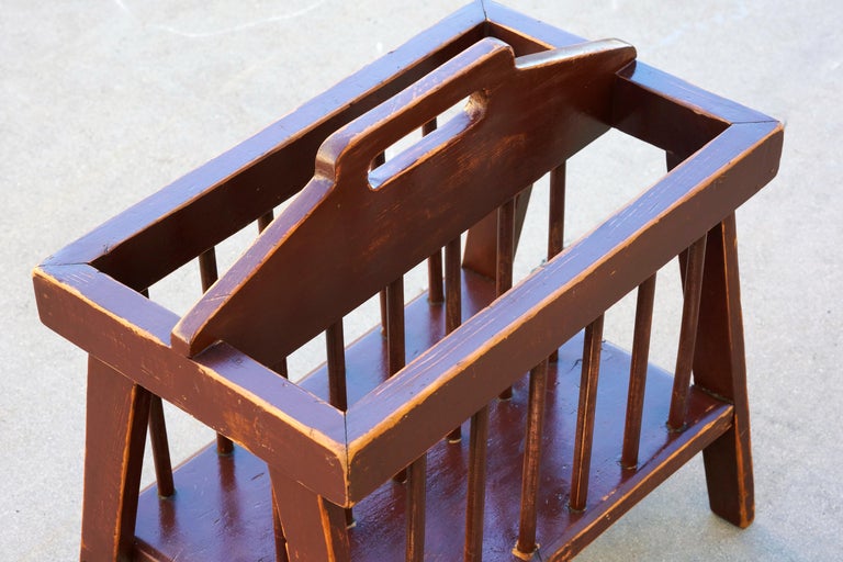 Vintage Country Wood Magazine Rack with Spindles at 1stDibs