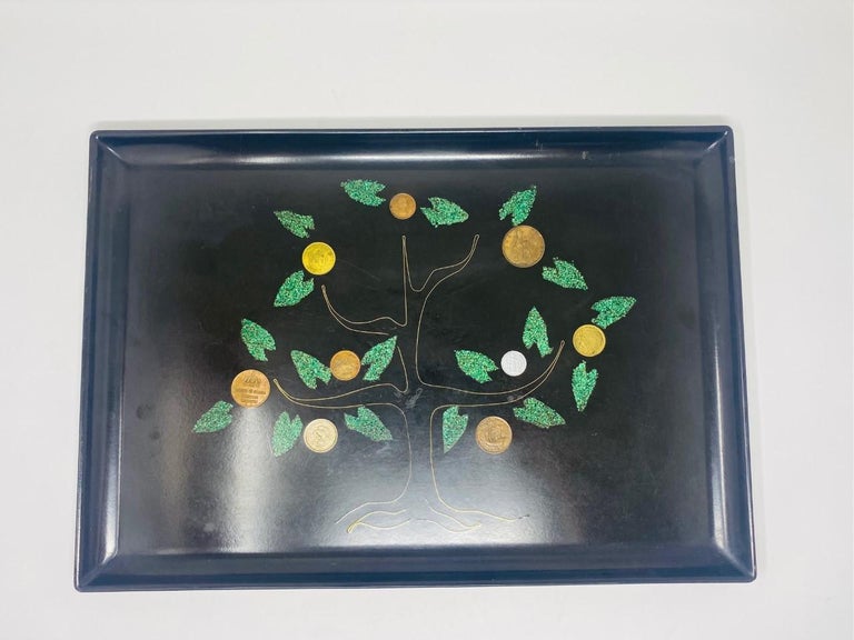 Vintage Couroc of Monterey Money Tree Tray For Sale at 1stDibs