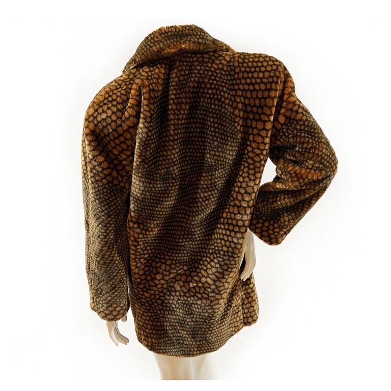 Vintage Courrèges Animal Print Faux Fur Coat For Sale at 1stDibs