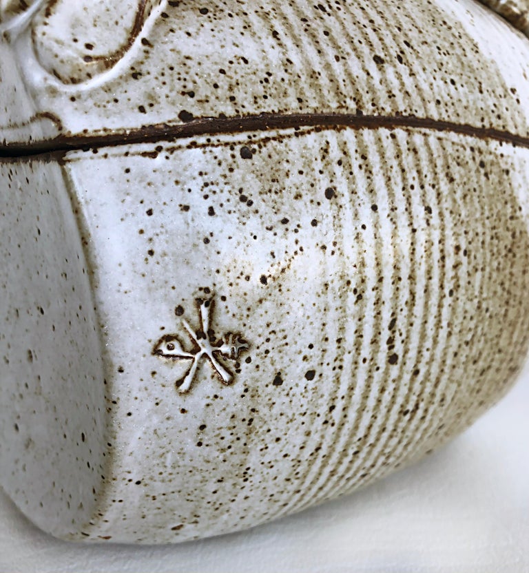 Vintage Covered Ceramic Chicken Tureen Vessel, Signed For Sale at 1stDibs