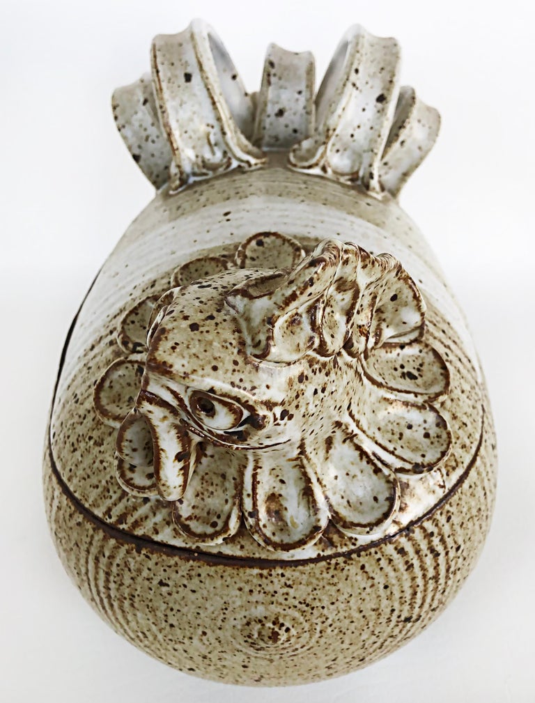 Vintage Covered Ceramic Chicken Tureen Vessel, Signed For Sale at 1stDibs