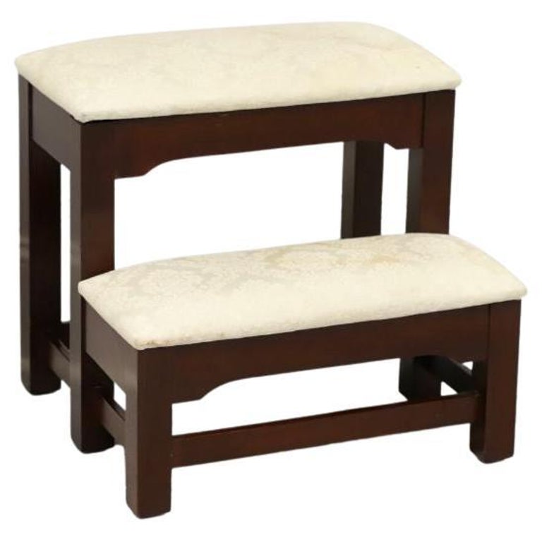 CRAFTIQUE Solid Mahogany Mellowax Finish Upholstered Bed Steps For Sale ...