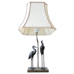 Chinese Bronze Crane on the Turtle Table Lamp at 1stdibs