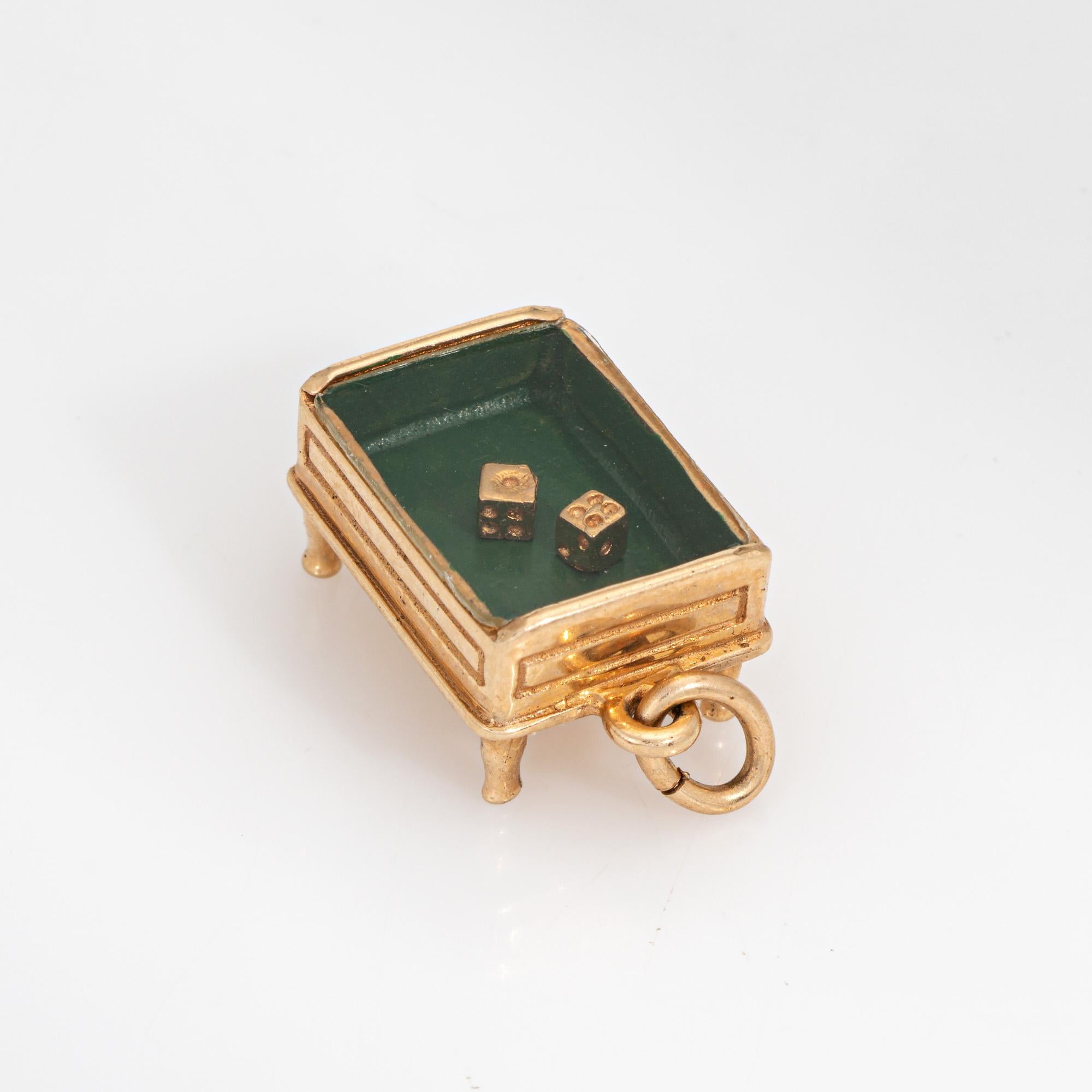 Vintage Craps Table Charm Dice 14k Yellow Gold Pendant Gambling Mid ...