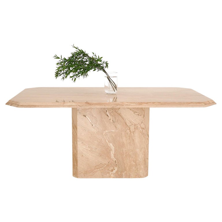 Vintage Cream Marble Dining Table For Sale at 1stDibs