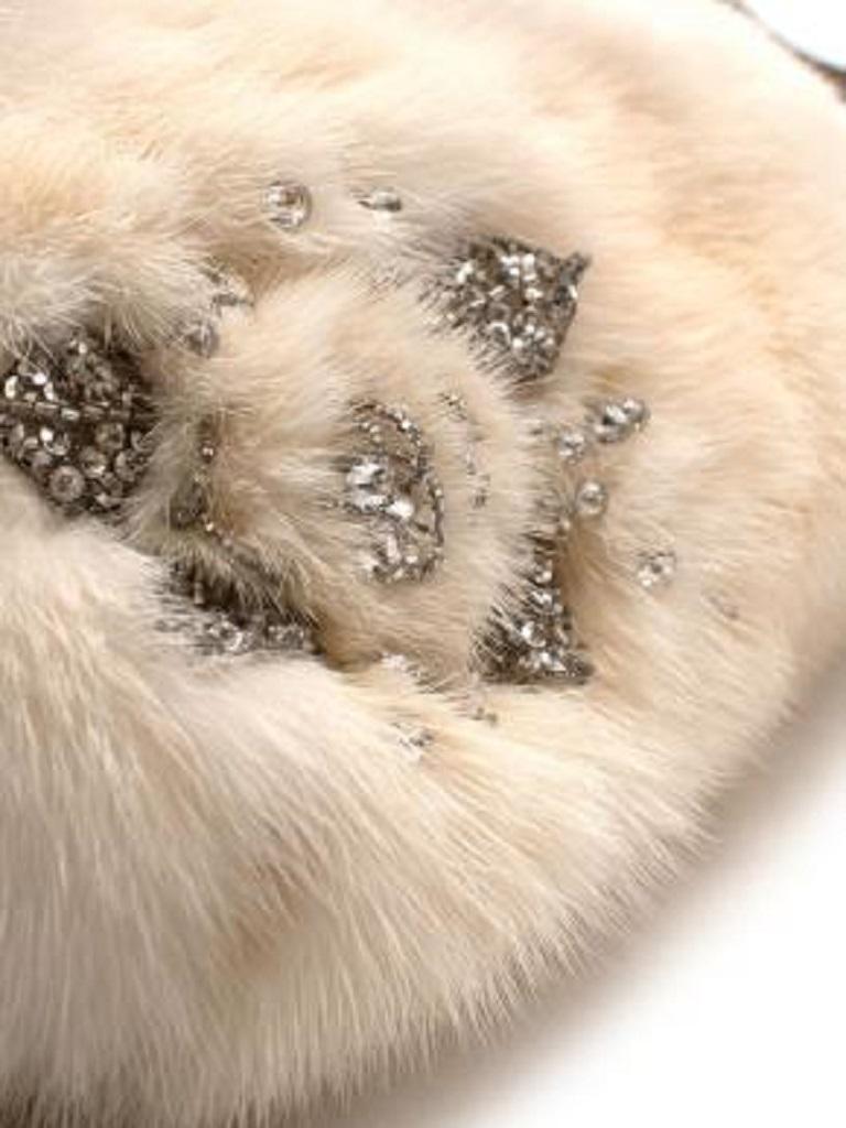 Vintage Cream Mink Fur Embellished Handbag For Sale at 1stDibs