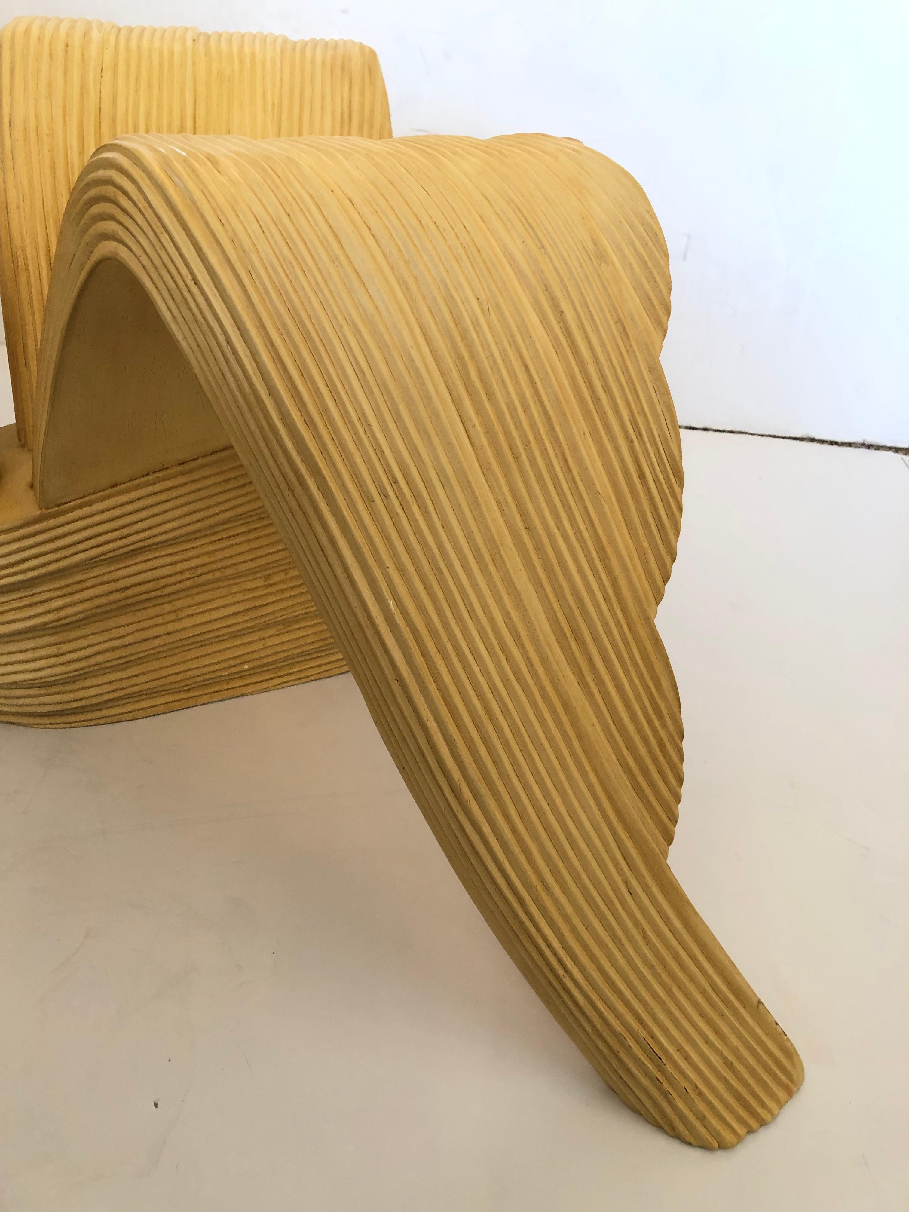 Vintage Cream Pencil Reed Swan Motife Coffee Table For Sale at 1stDibs