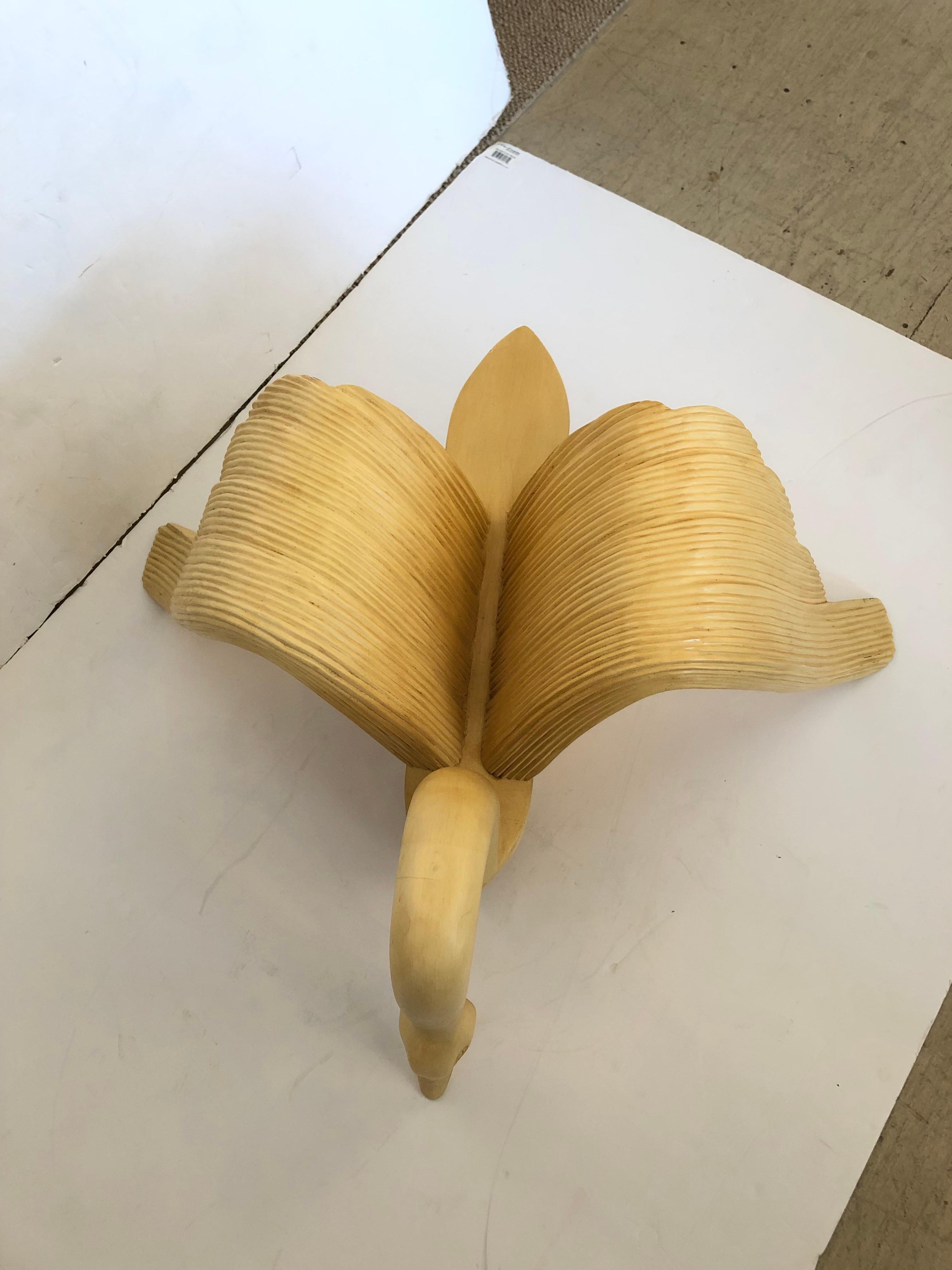 Vintage Cream Pencil Reed Swan Motife Coffee Table For Sale at 1stDibs