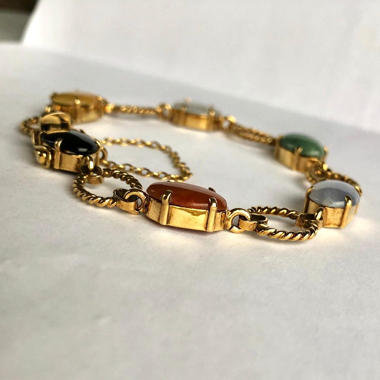 Vintage Cropp and Farr Multi Stone and 9 Carat Gold Bracelet at 1stDibs