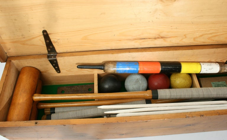 Vintage Croquet Set in Pine Box, Jaques, London, Army and Navy Co-Op ...