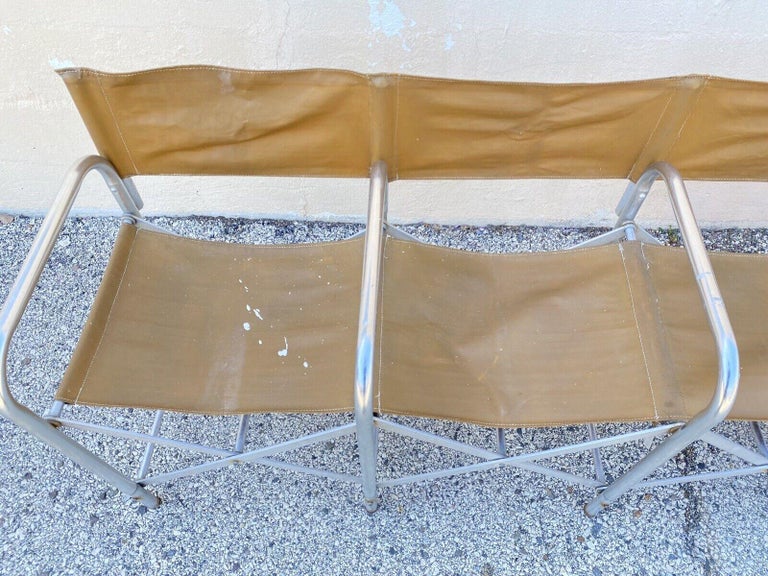Vintage Crown Mfg 7 Seat Aluminum Canvas Folding Chair Camping Sports ...