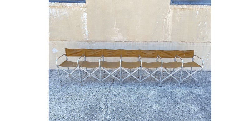 Vintage Crown Mfg 7 Seat Aluminum Canvas Folding Chair Camping Sports ...