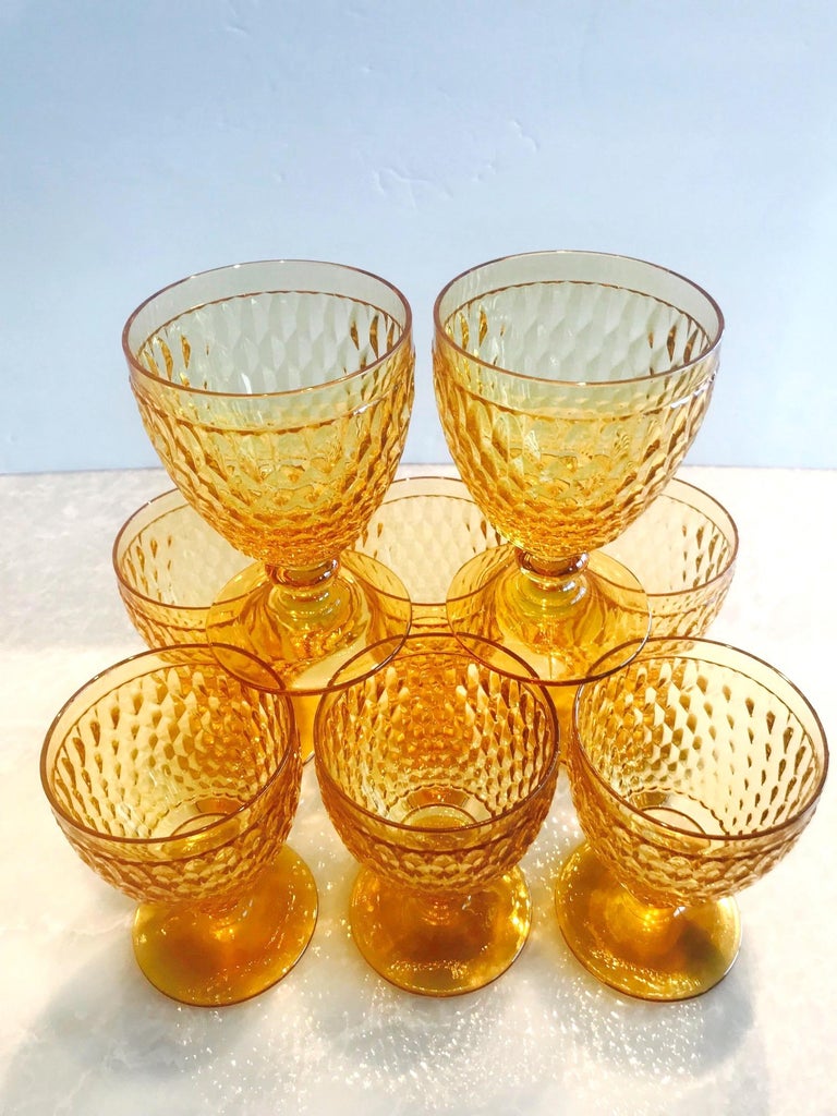 Vintage Crystal Amber Colored Goblets by Villeroy and Boch, Set of ...