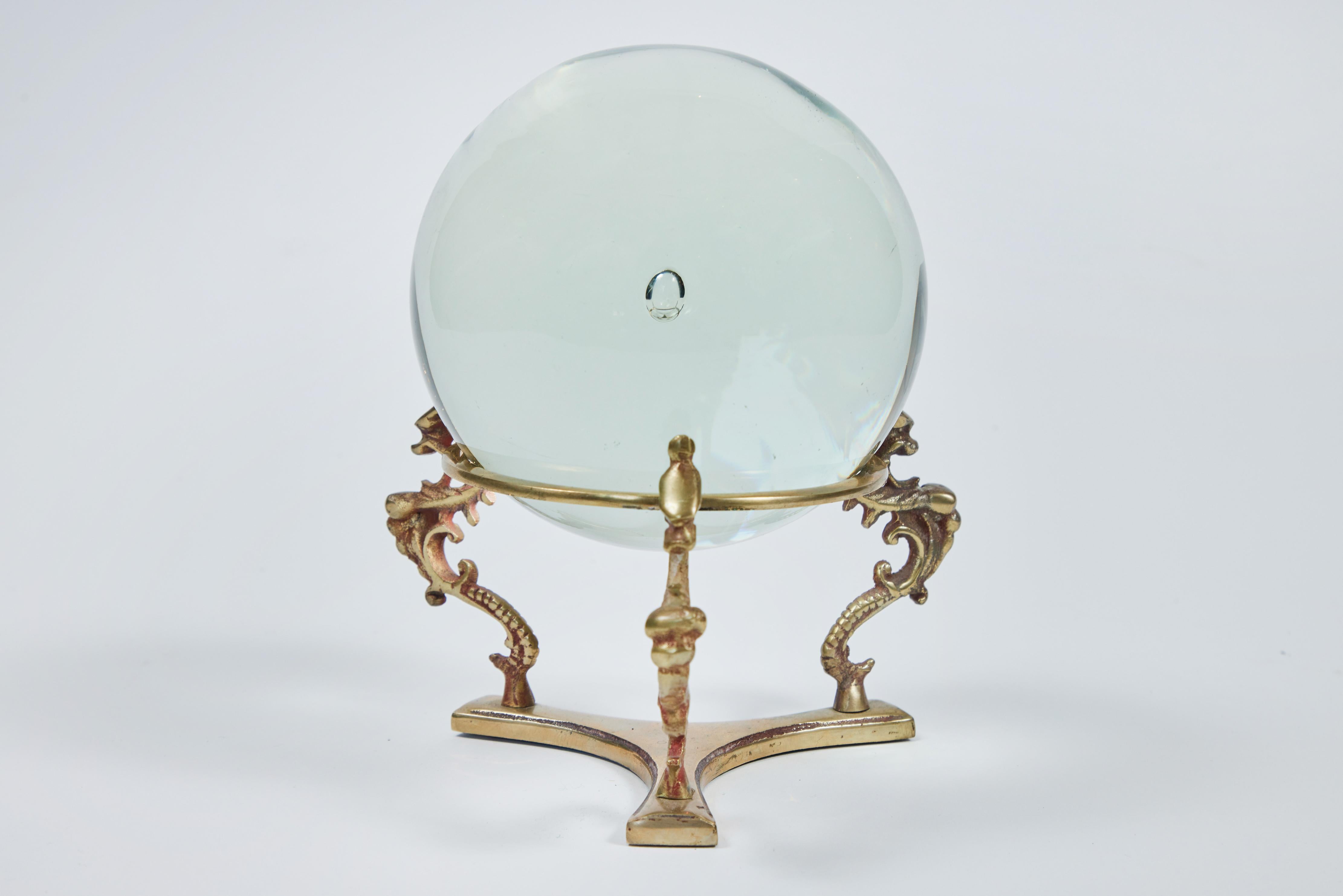 Vintage Crystal Ball on Brass Stand with Dragons at 1stDibs | antique ...