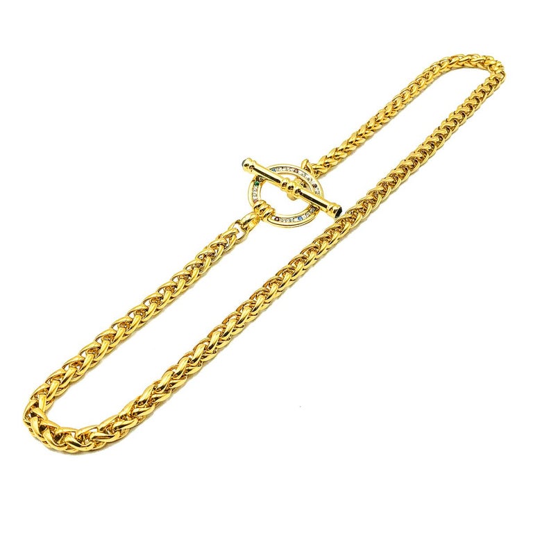 Vintage Crystal Bar and Toggle Chain 1980s For Sale at 1stDibs