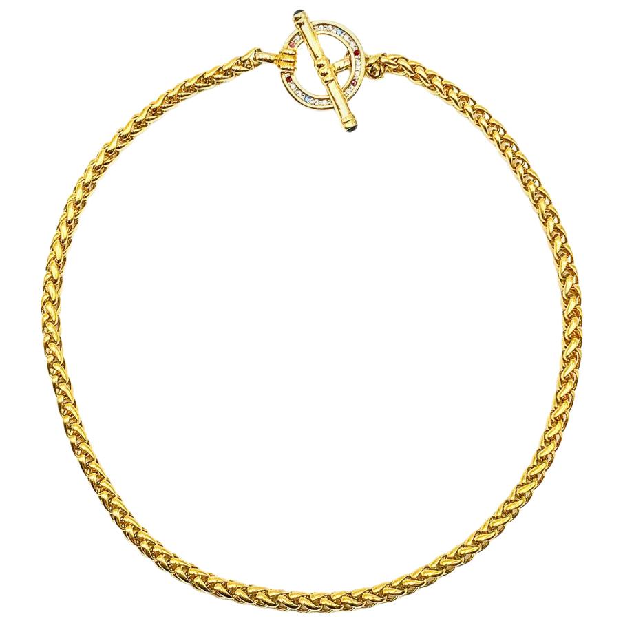 Vintage Crystal Bar and Toggle Chain 1980s For Sale at 1stDibs