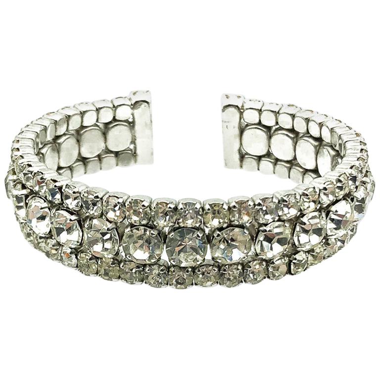 Vintage Crystal Cocktail Cuff Bracelet 1950s at 1stDibs