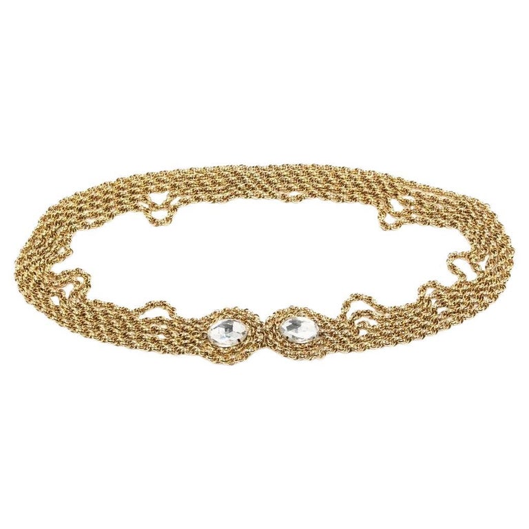 Vintage Crystal-Embellished Multi-Chain Belt For Sale at 1stDibs