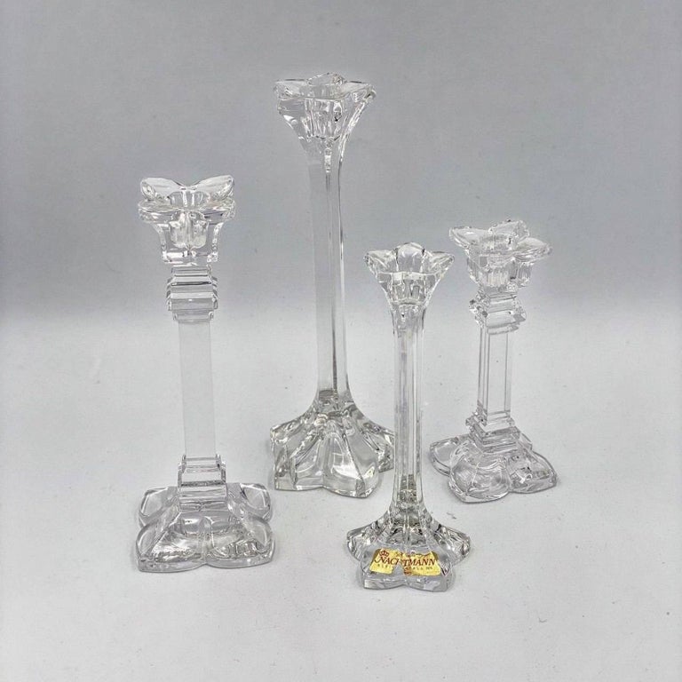 Vintage Crystal Set of 4 Candlesticks, Germany For Sale at 1stDibs