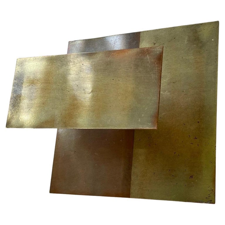 Vintage Cubist Brass Candle Sconce in the Style of Curtis Jere For Sale ...