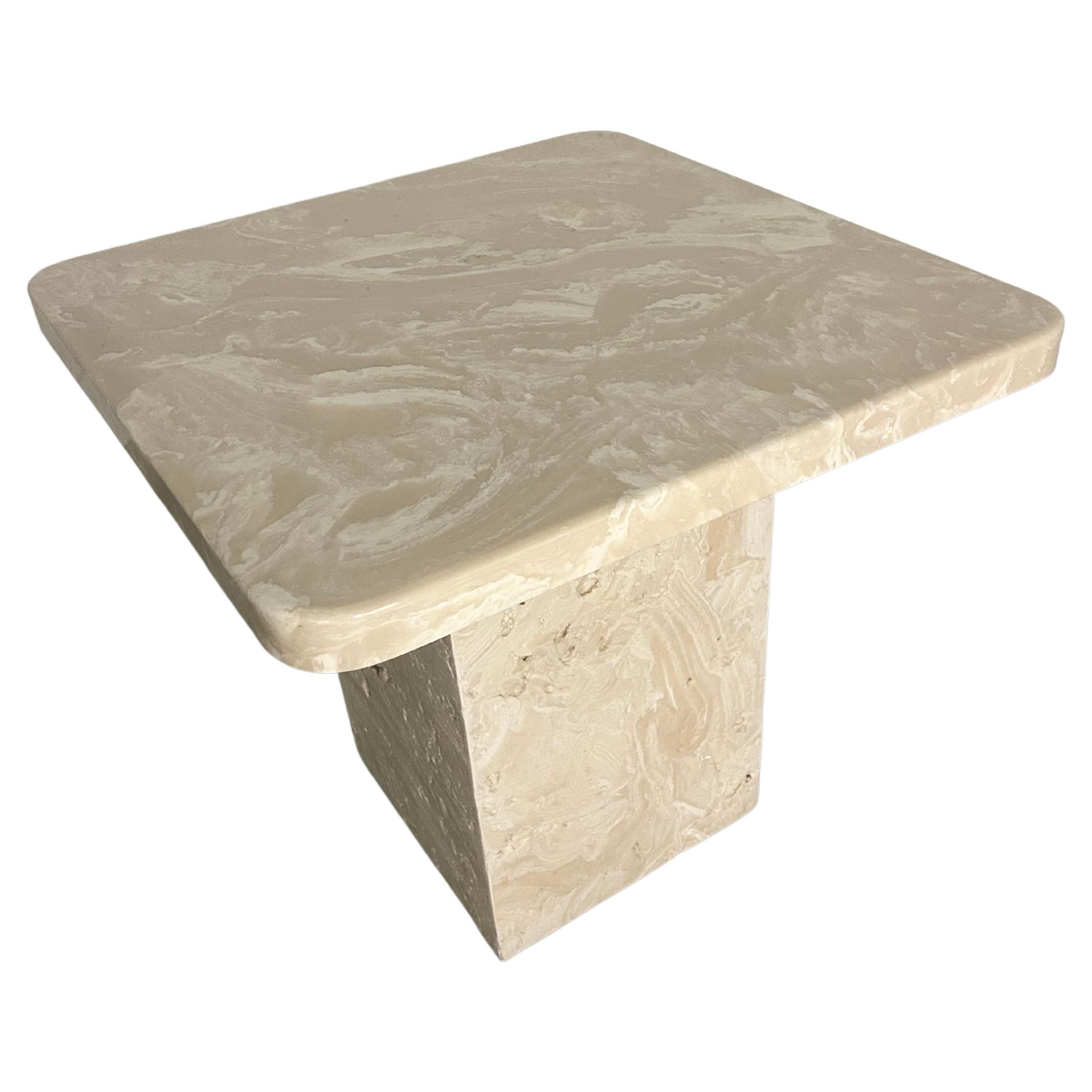 Vintage Cultured Marble End Table For Sale at 1stDibs