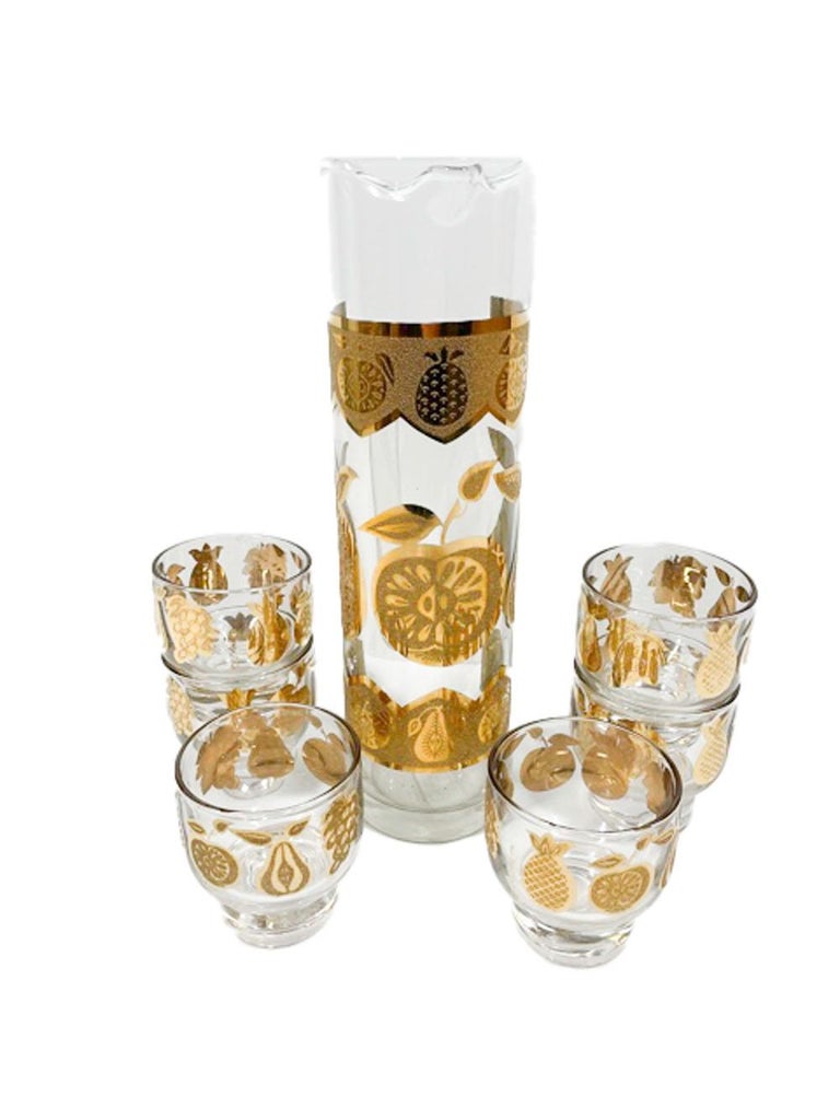 Vintage Culver Florentine Pattern Cocktail Pitcher and 6 Footed ...