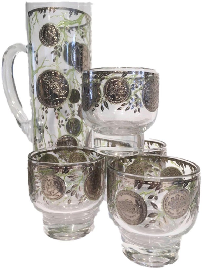 Vintage Culver Glass Cocktail Set in the "Midas" Pattern, Executed in ...
