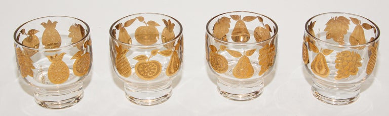 Vintage Culver Glasses with 22-Karat Gold Florentine Pattern Set of ...