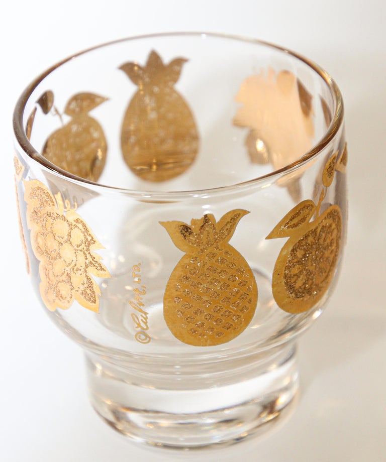Vintage Culver Glasses with 22-Karat Gold Florentine Pattern Set of ...