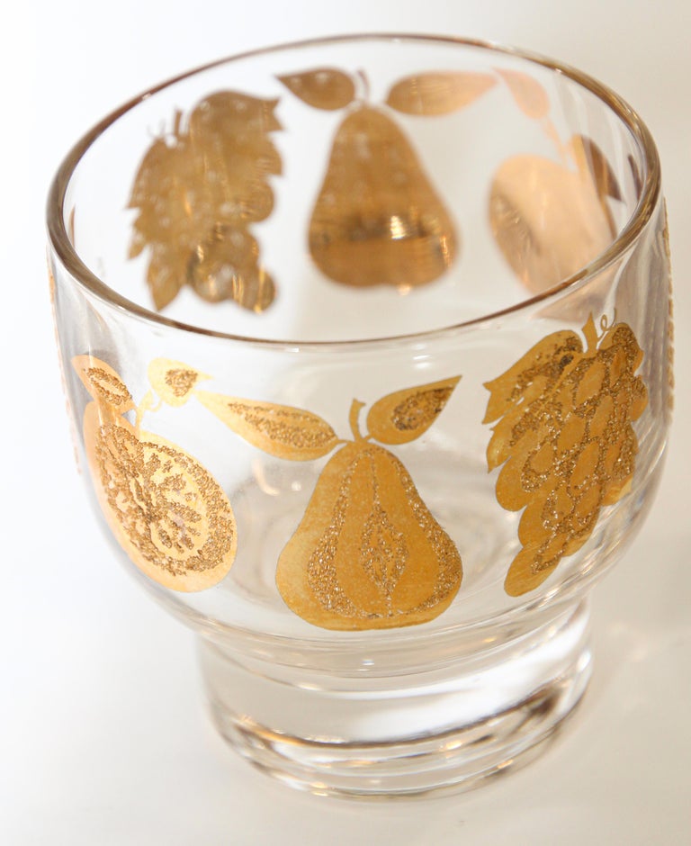 Vintage Culver Glasses with 22-Karat Gold Florentine Pattern Set of ...