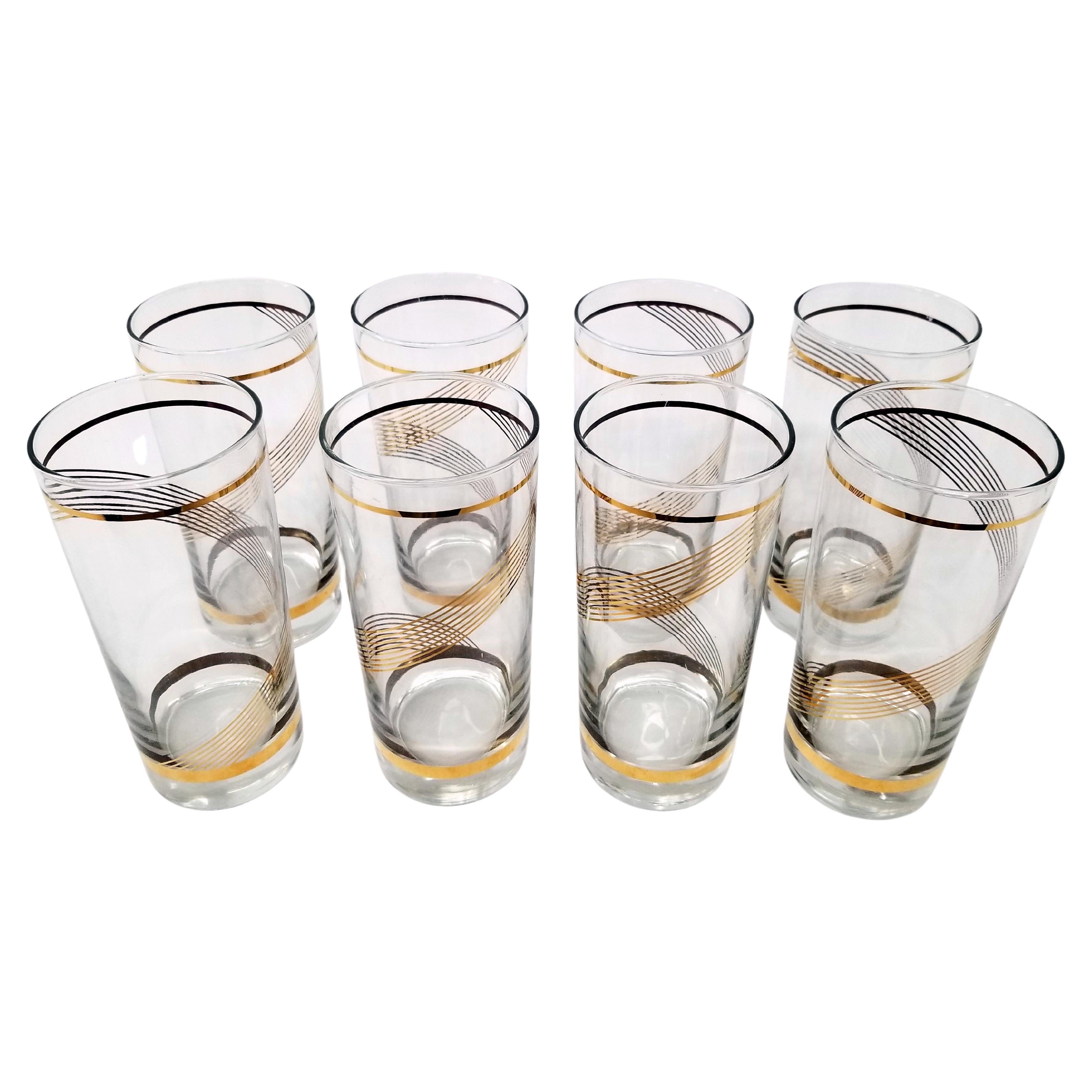 Vintage Culver Gold Highball Glasses - Set of 8 For Sale at 1stDibs