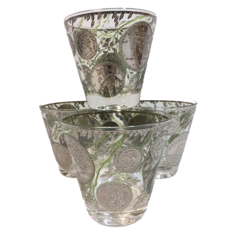 Vintage Culver Old Fashioned Glasses in Silver "Midas" Pattern at 1stDibs