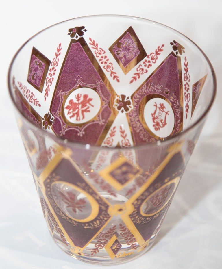Vintage Culver Rocks Glasses Royal Diamond Pattern For Sale at 1stDibs
