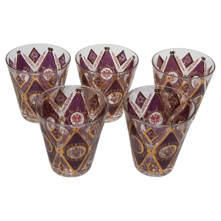 Vintage Culver Rocks Glasses Royal Diamond Pattern For Sale at 1stDibs