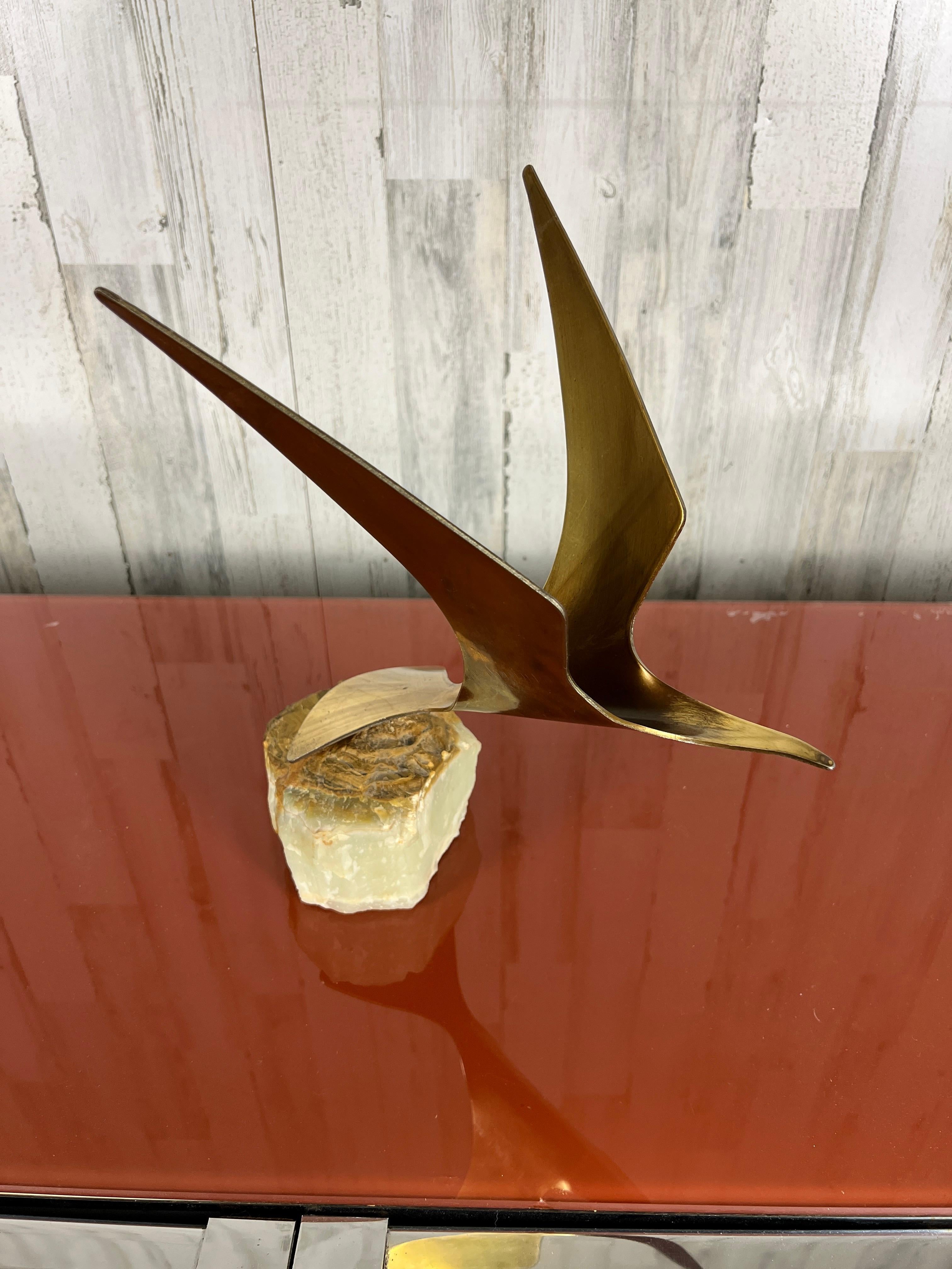 Vintage Curtis Jere Bird in Flight Sculpture on Stone for Artisan House ...