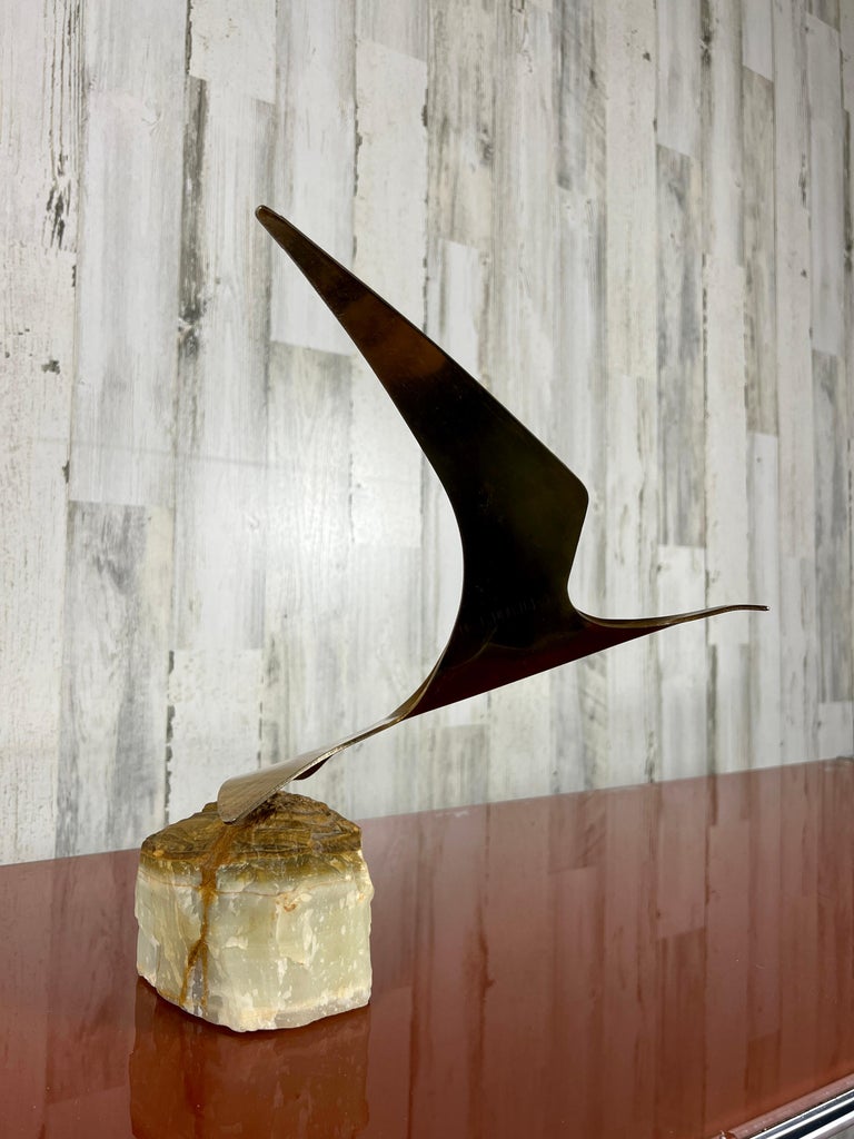 Vintage Curtis Jere Bird in Flight Sculpture on Stone for Artisan House ...