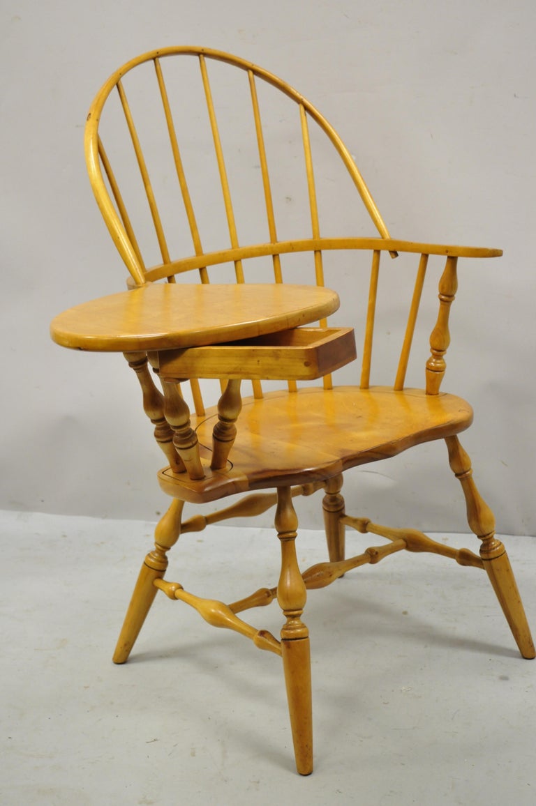 Vintage Curtis Products American Colonial Maple Windsor Writing Desk Arm Chair at 1stDibs ...