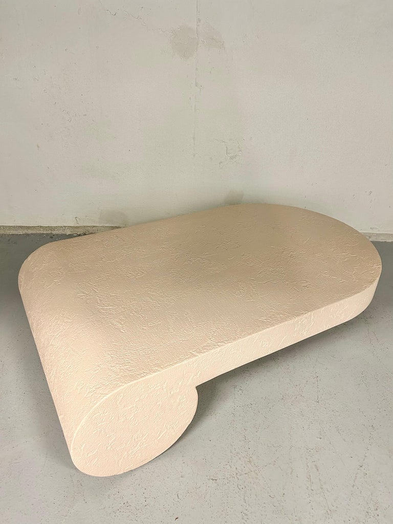 Vintage Curved Plaster and Lucite Coffee Table at 1stDibs