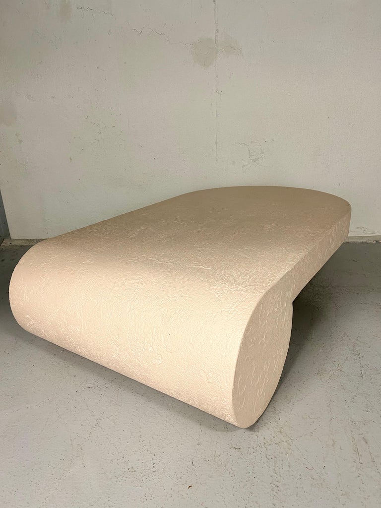 Vintage Curved Plaster and Lucite Coffee Table at 1stDibs